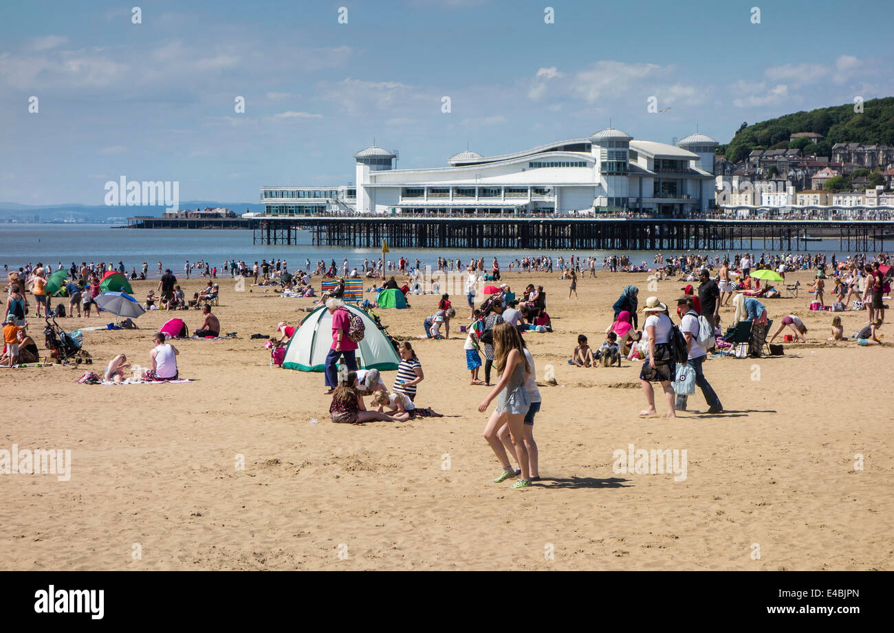 Weston-super-Mare Beach and Pier in Summer, Somerset, England, UK Stock ...