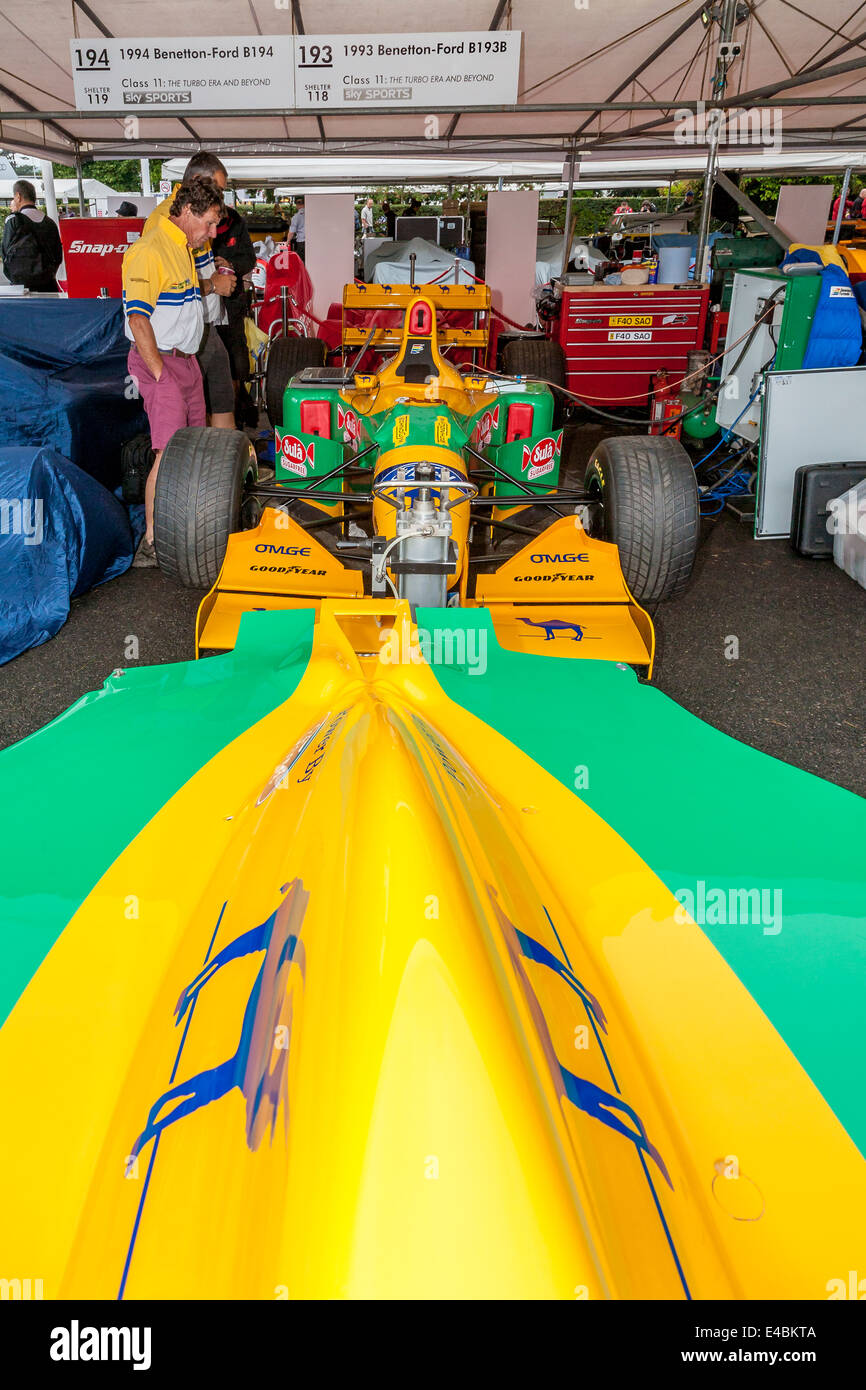 Michael Schumacher's 1993 Benetton-Ford B193 F1 car in the paddock at ...