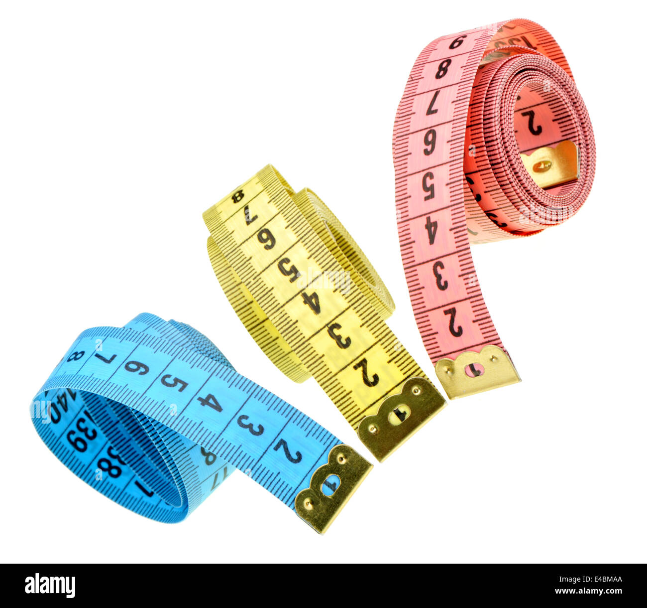 Set yellow measuring tape Cut Out Stock Images & Pictures - Alamy