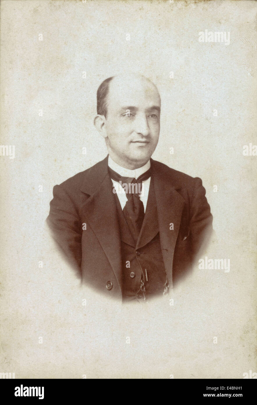 Old Portrait of a man. Made in a studio. Vintage. Year 1890 Stock Photo ...