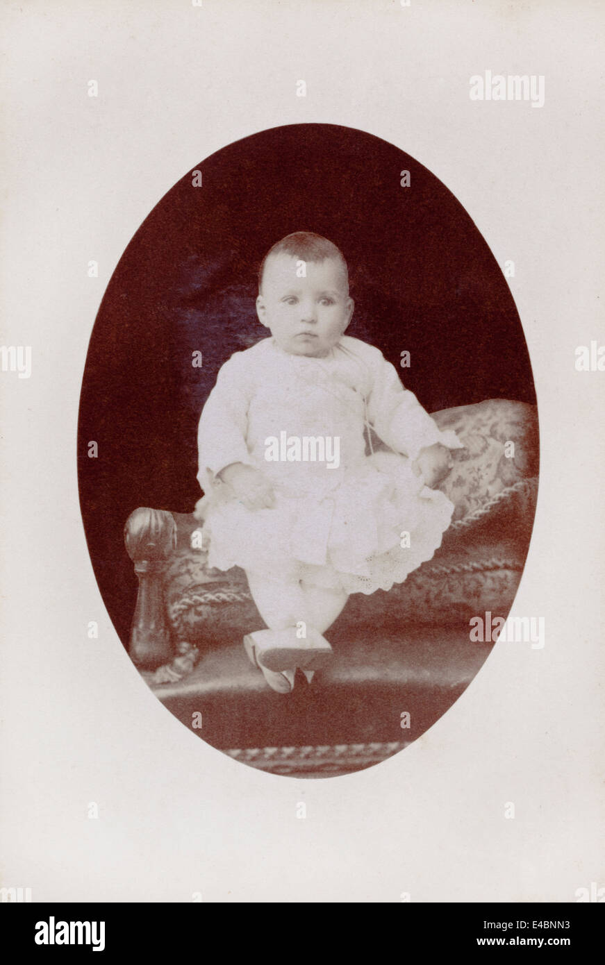 Antique Portrait of young girl. Made in a studio. Vintage. Year 1890 ...
