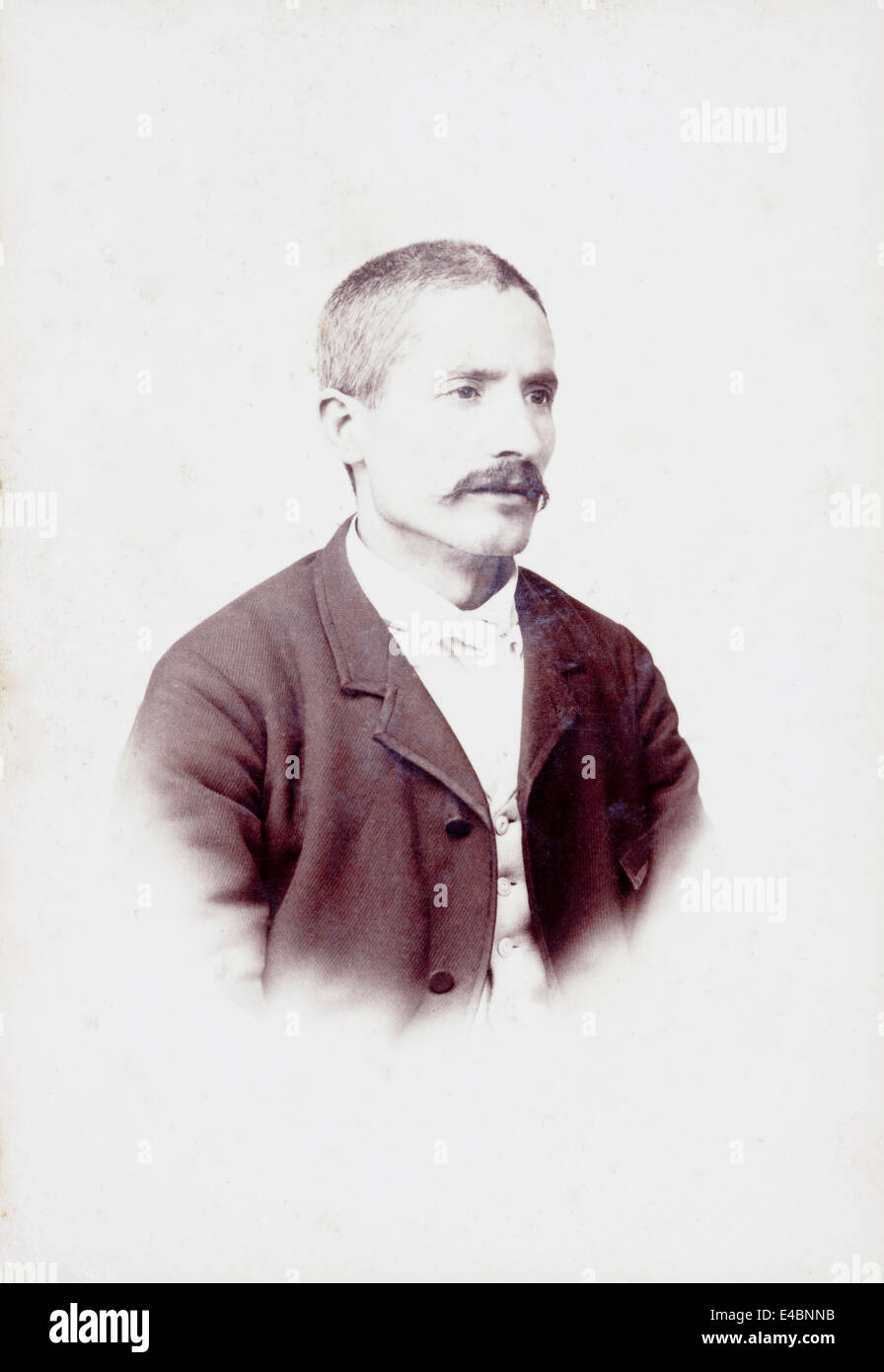 Old Portrait of a man. Made in a studio. Vintage. Year 1890 Stock Photo ...