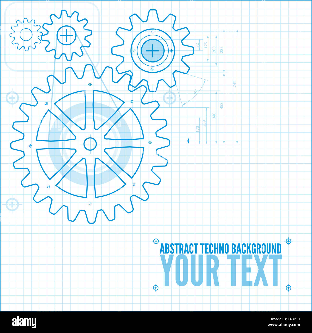 Technical blueprint template illustration on white vector background ...