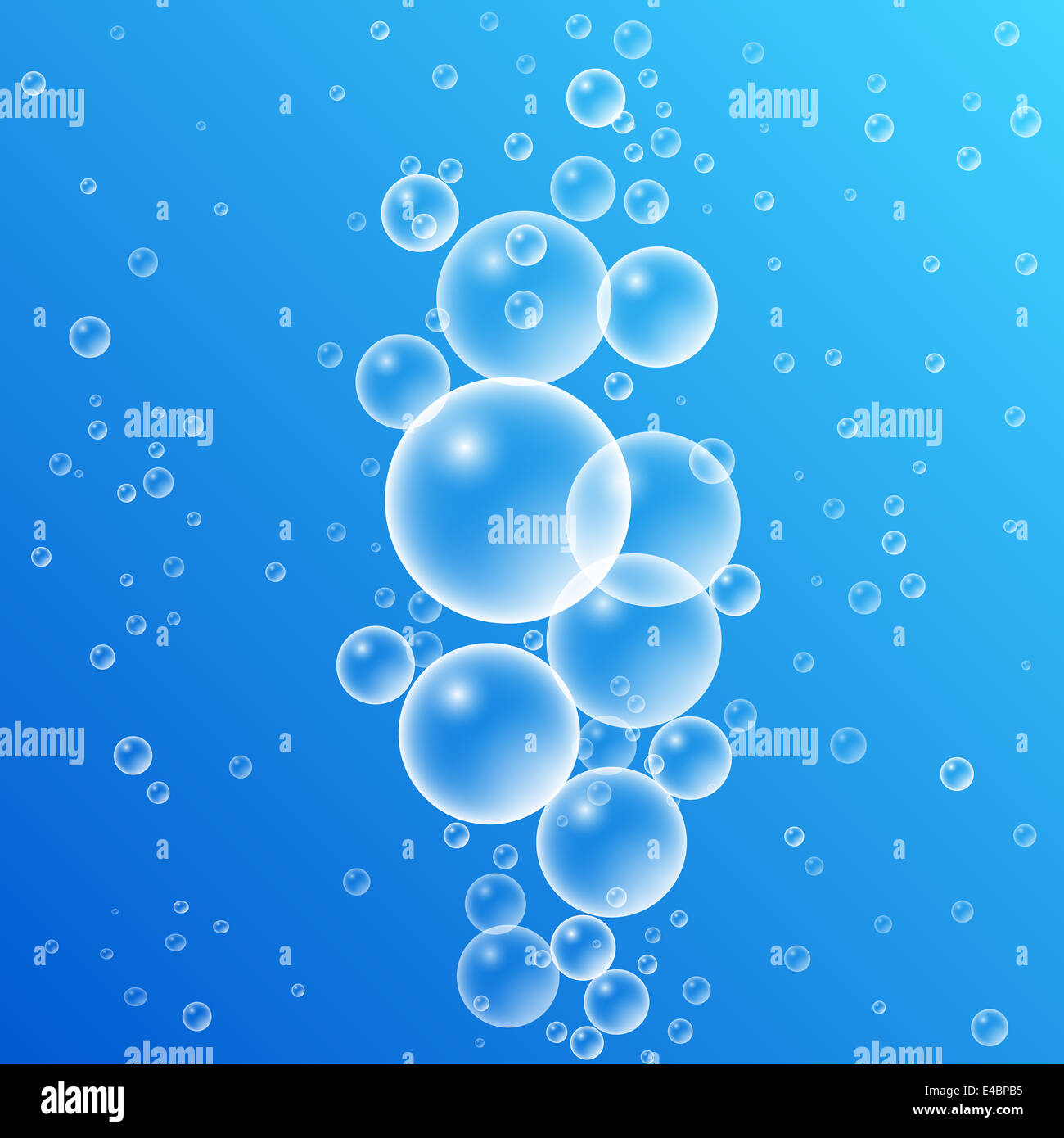 Vector shiny bubbles in blue water, bright background Stock Photo - Alamy