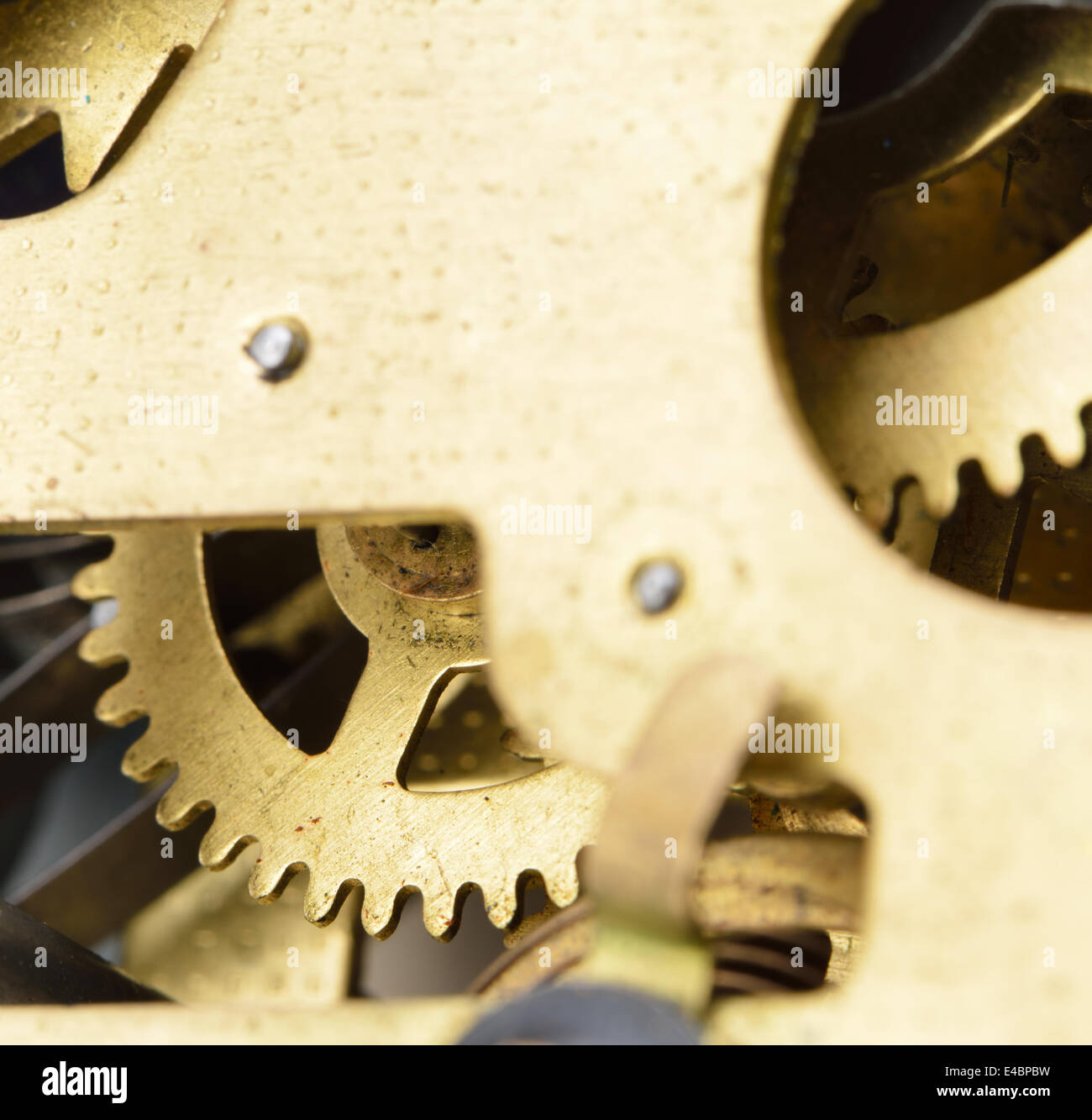 Mechanism the old alarm clock Stock Photo - Alamy