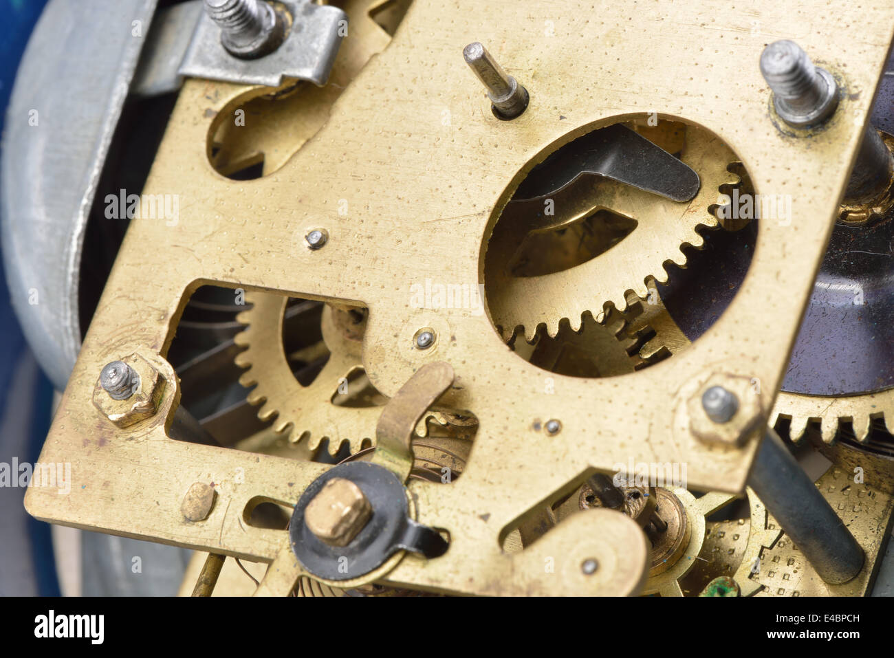 Mechanism the old alarm clock Stock Photo - Alamy