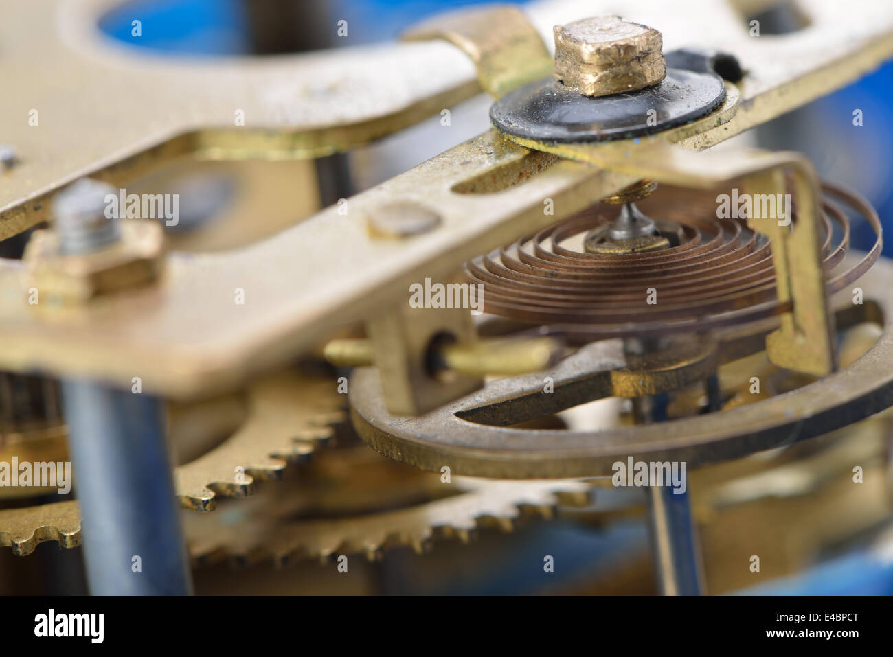 Mechanism the old alarm clock Stock Photo - Alamy