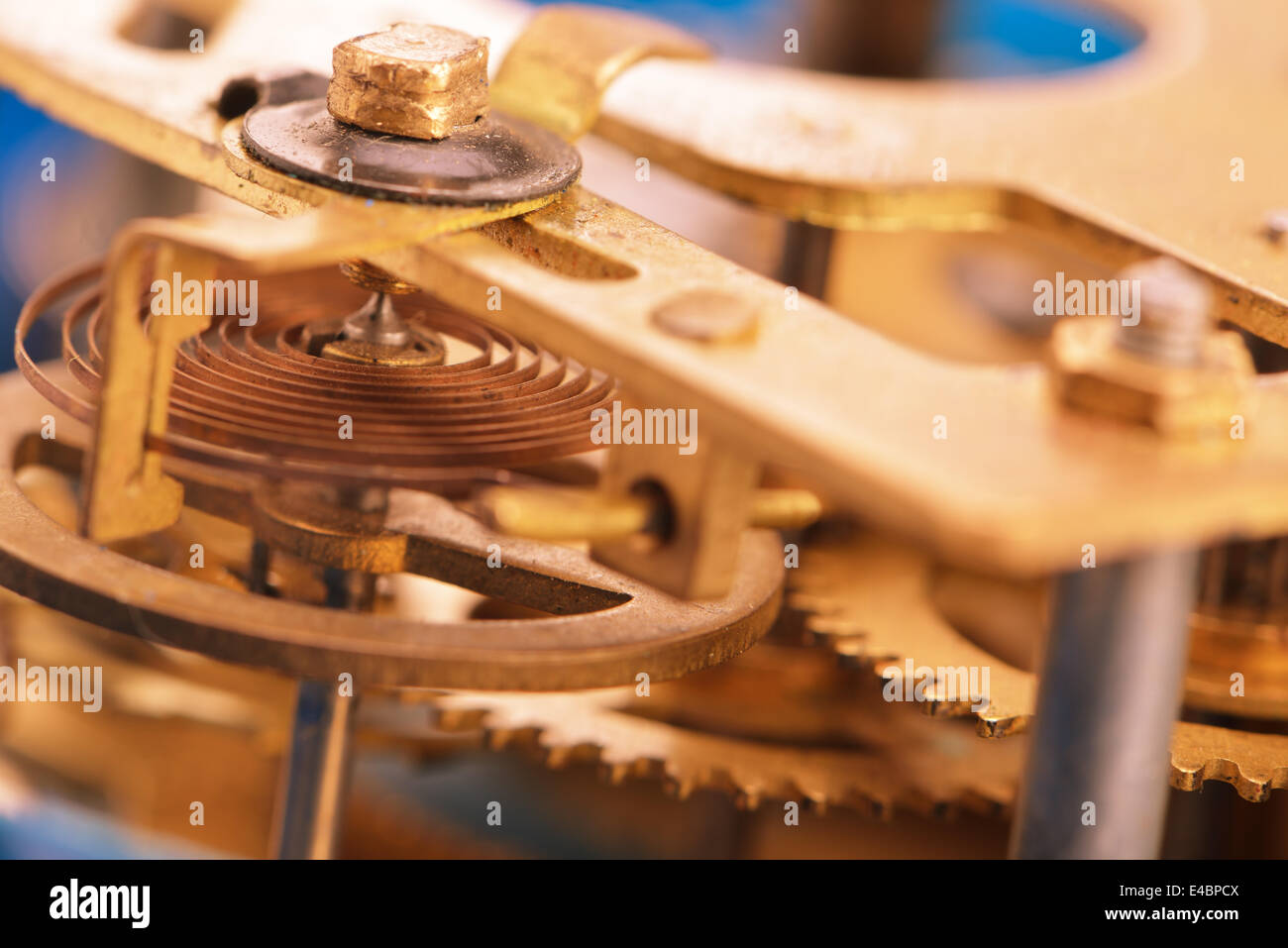 Mechanism the old alarm clock Stock Photo - Alamy