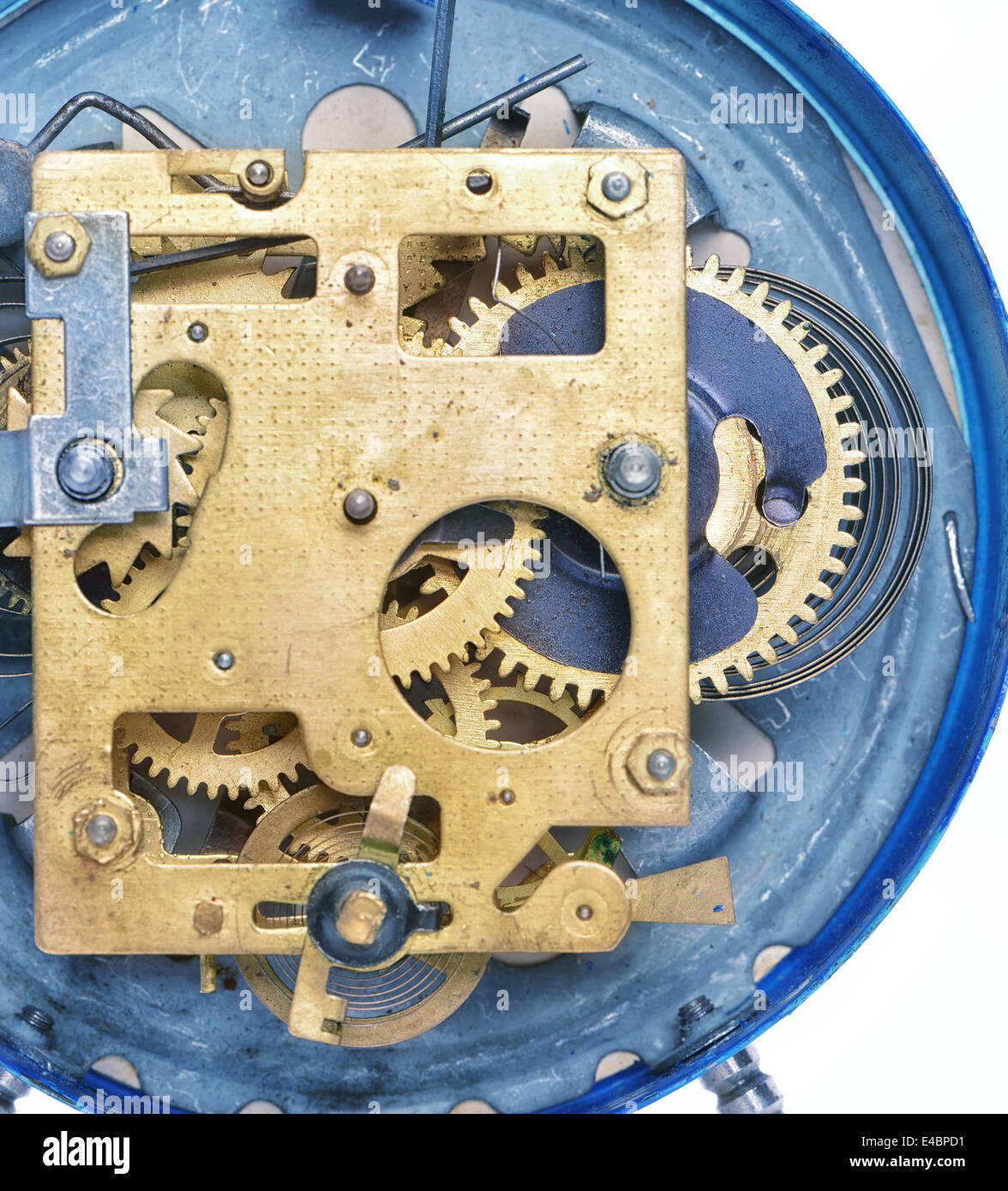 Mechanism the old alarm clock Stock Photo - Alamy