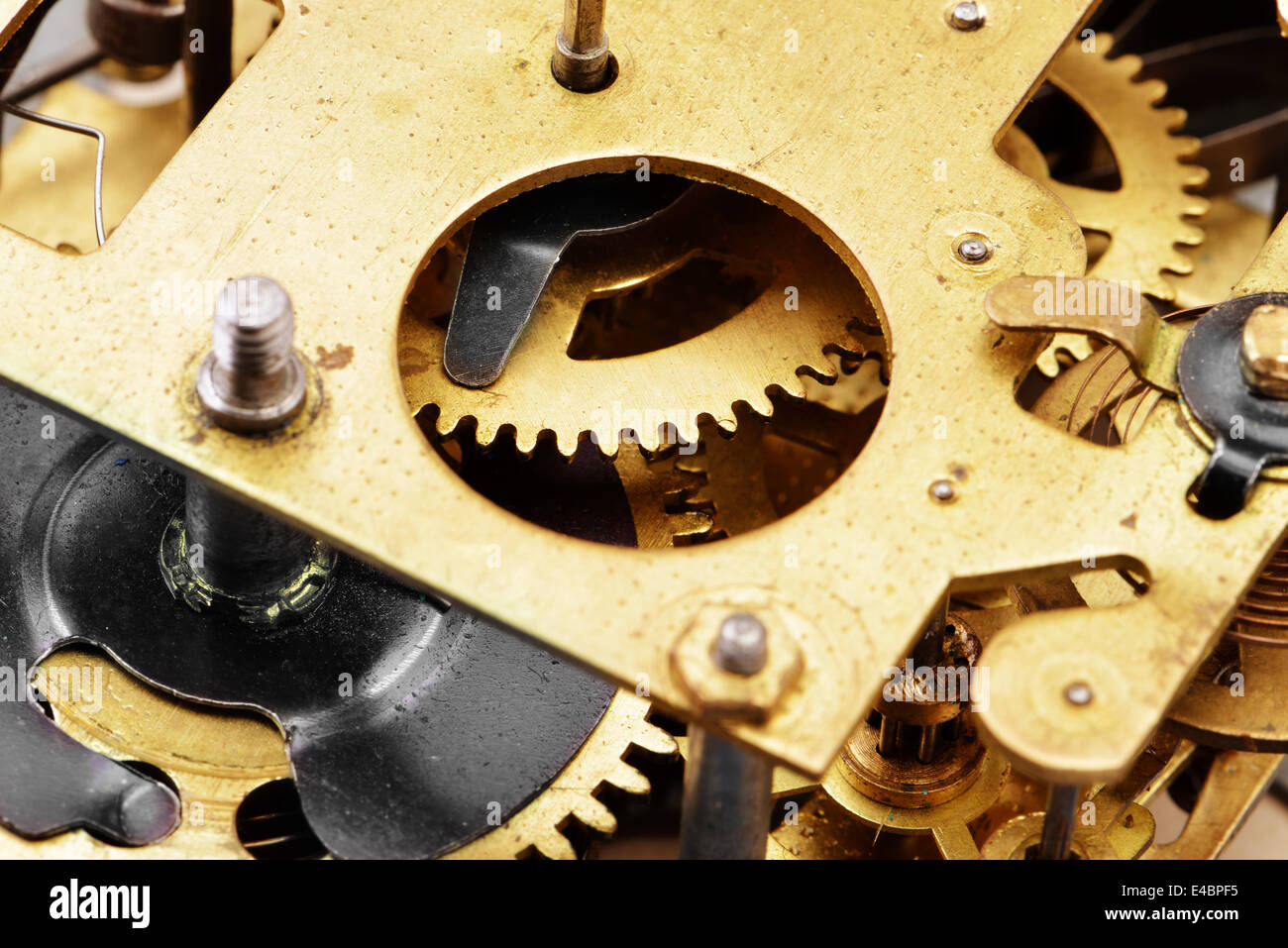 Mechanism the old alarm clock Stock Photo - Alamy