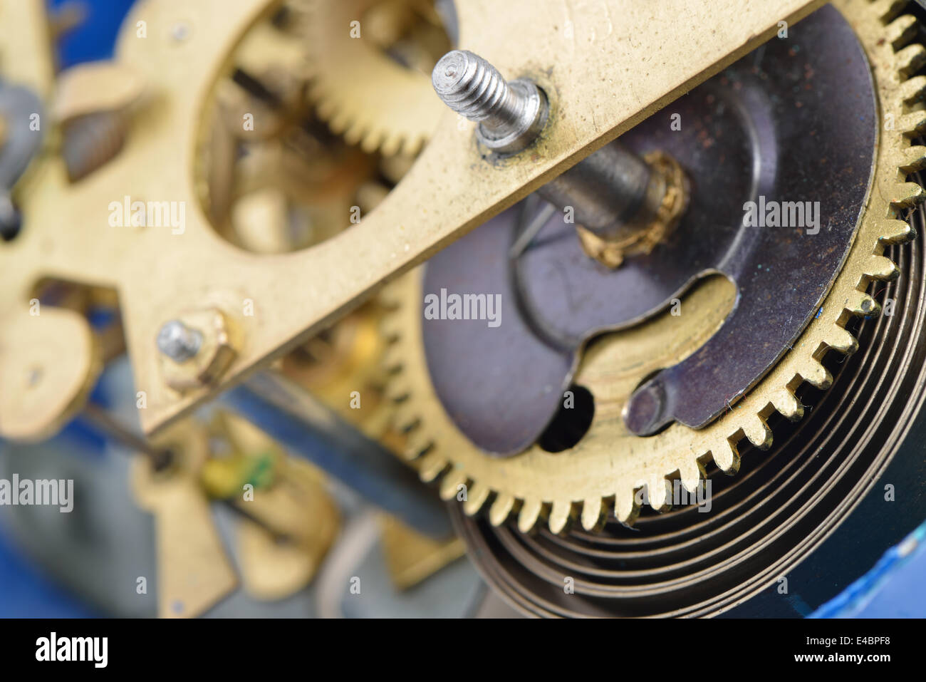Mechanism the old alarm clock Stock Photo - Alamy