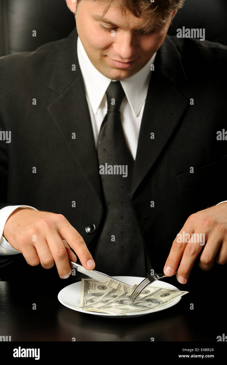 The businessman having dinner dollars Stock Photo - Alamy
