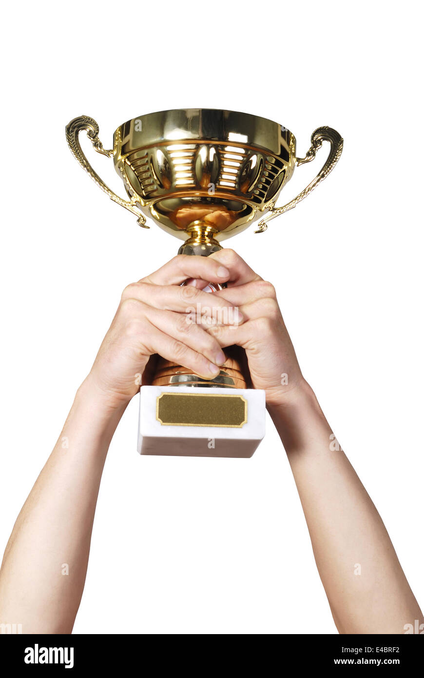Hands holding up trophy hi-res stock photography and images - Alamy