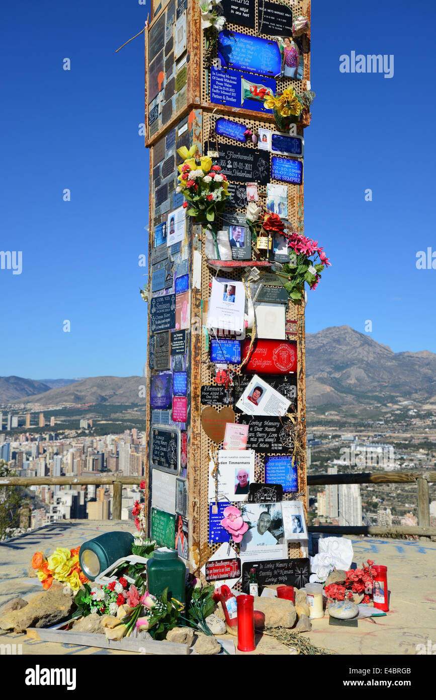 Memorial messages on La Cruz (Cross) de Benidorm, Benidorm, Costa ...