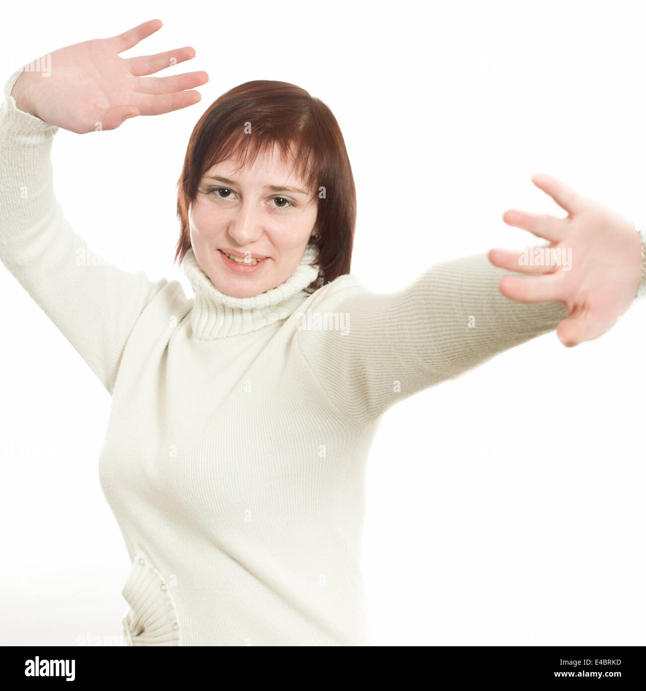 Person in white sweater hi-res stock photography and images - Alamy