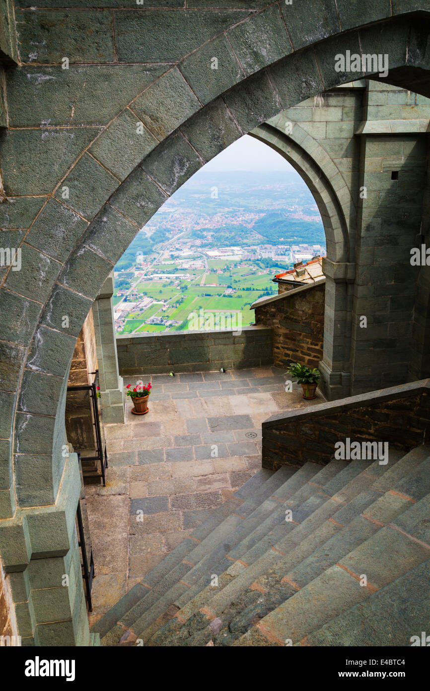 Stairway and courtyard of the monastery church of Sacra di San Michele ...