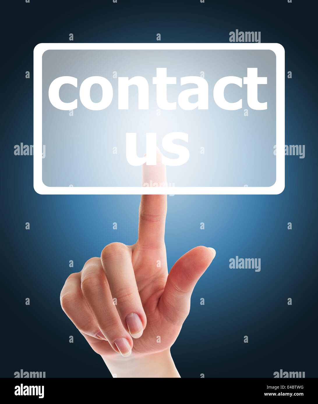 hand pushing contact us button Stock Photo - Alamy