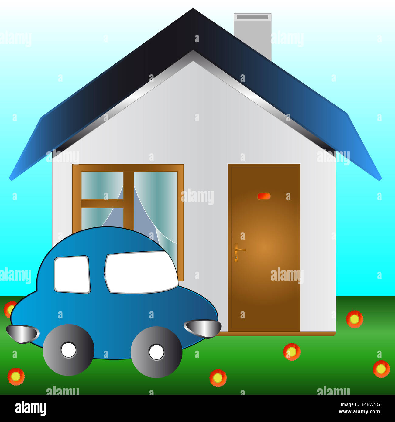 The car and the house Stock Photo - Alamy