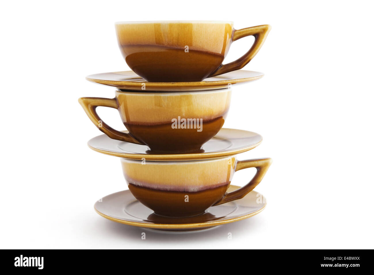 three cups on white background Stock Photo - Alamy