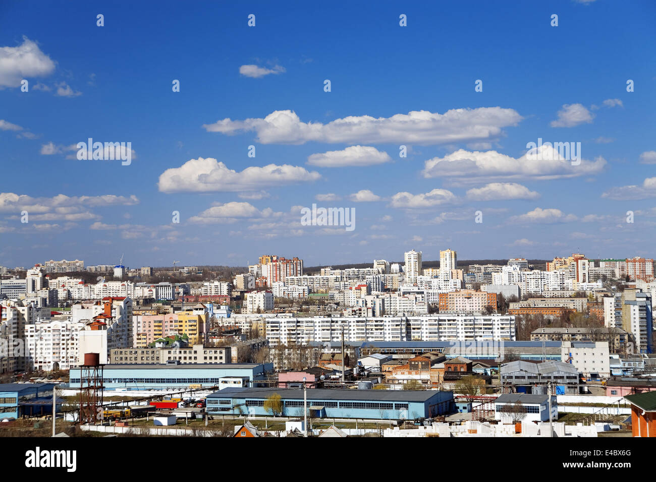 town view with buildings and blue sky Stock Photo - Alamy