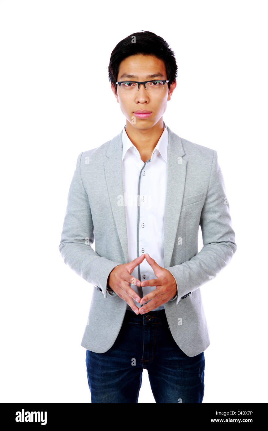 Handsome asian man standing over white background Stock Photo - Alamy