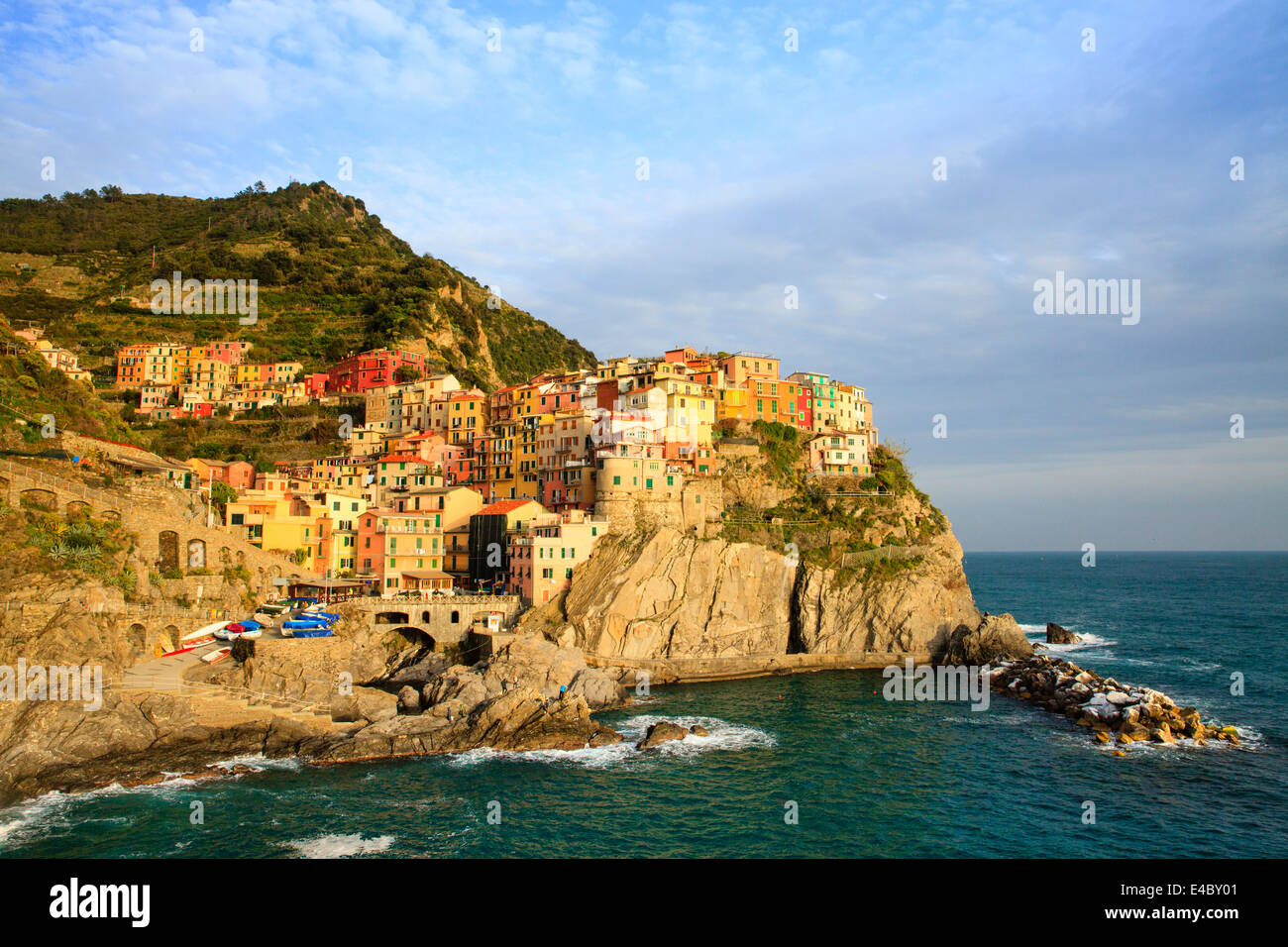 View of Manarola at sunset Stock Photo - Alamy