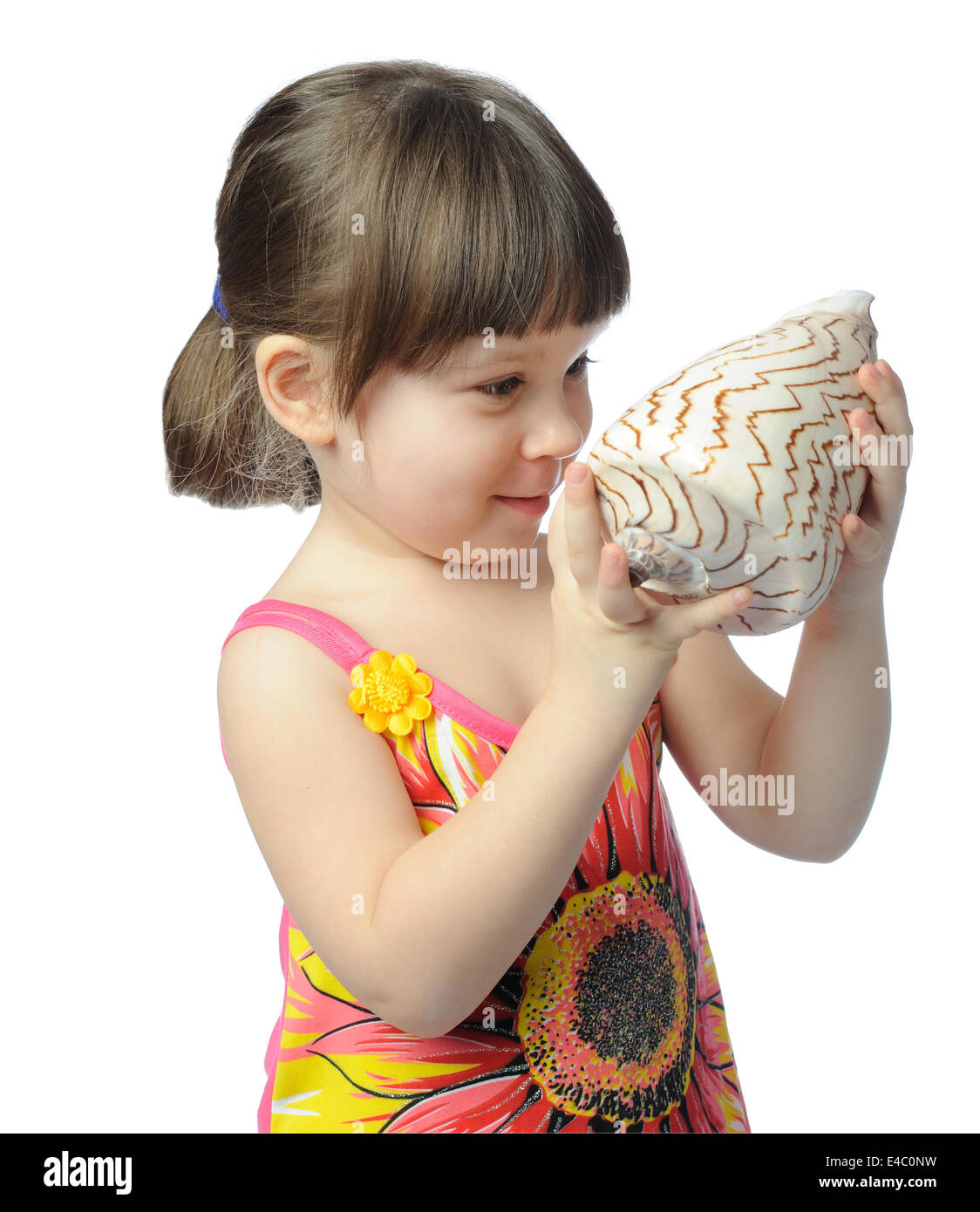 little girl with seashell Stock Photo - Alamy