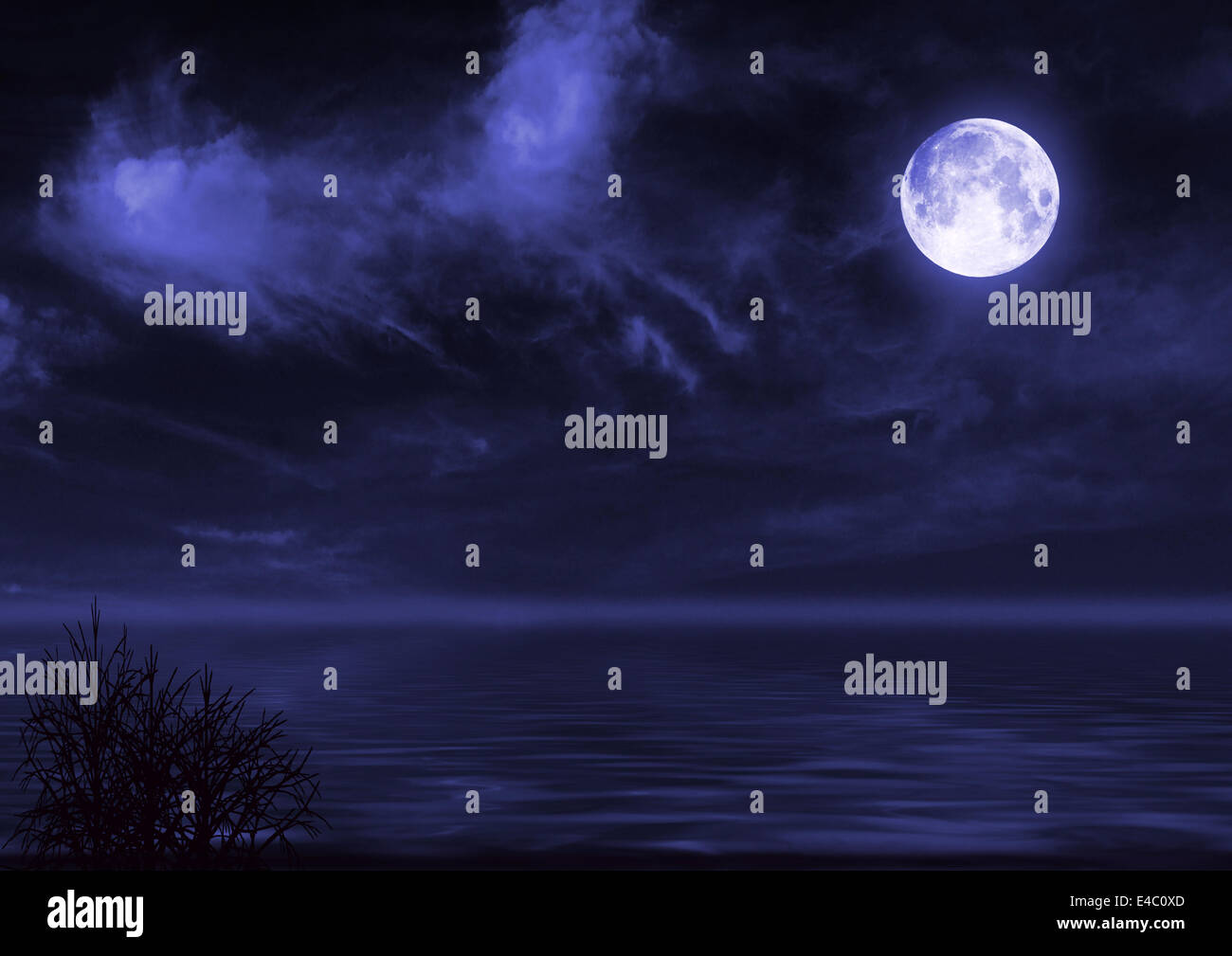full moon over water Stock Photo - Alamy