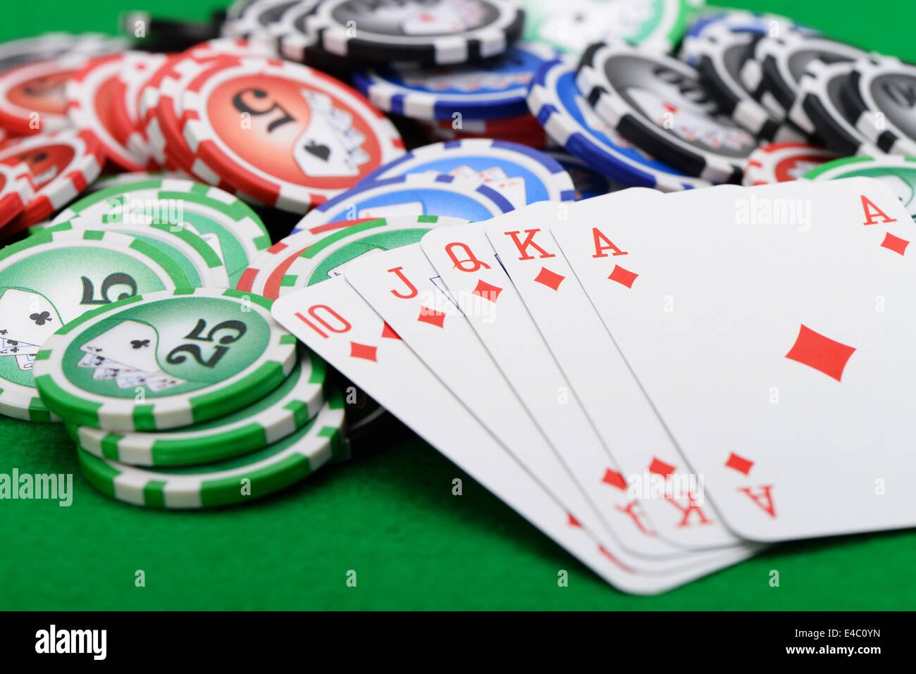 winning combination in a poker Royal Flush Stock Photo - Alamy