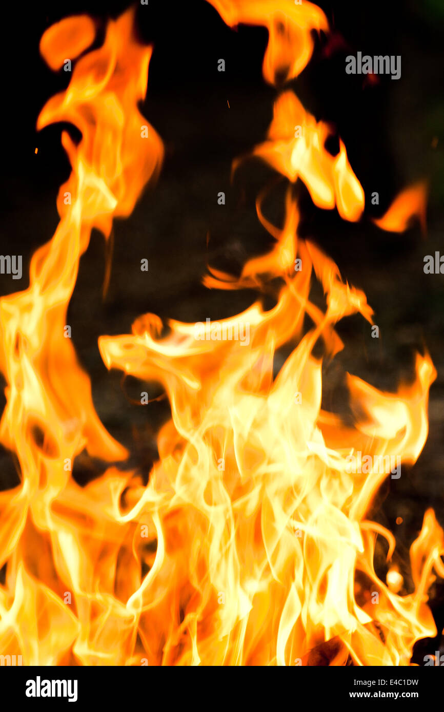 Fire flame with smoke Stock Photo - Alamy