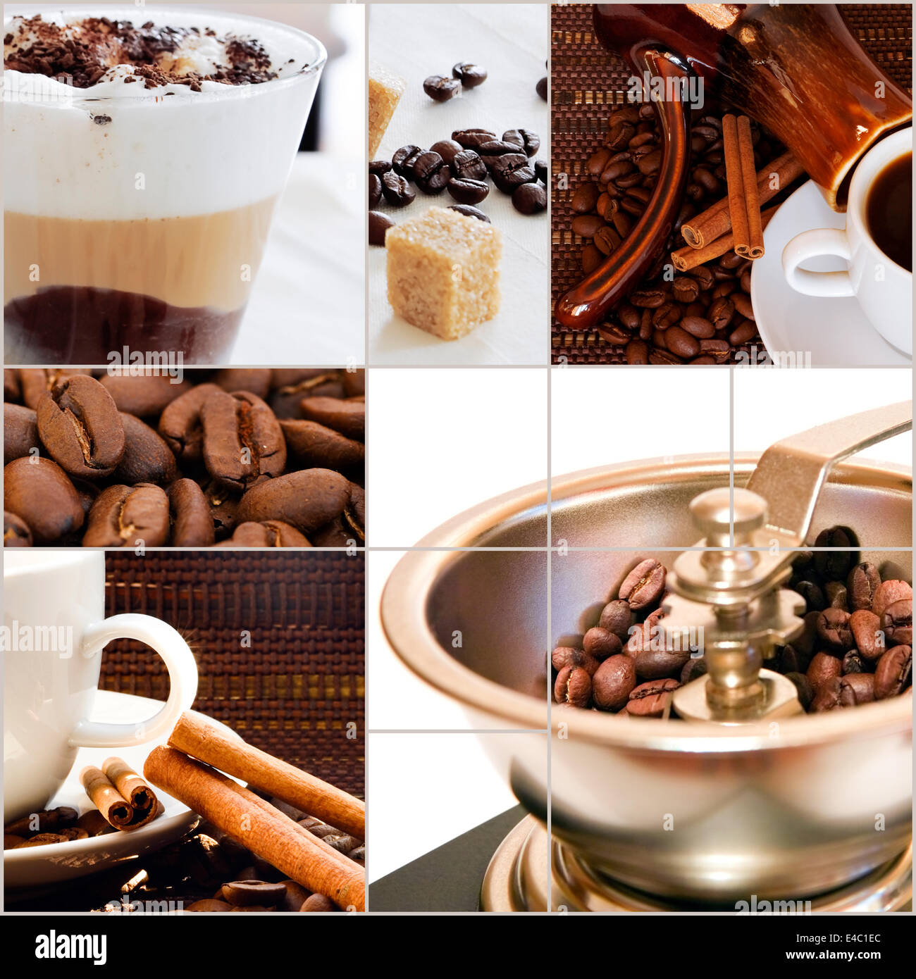 roasted coffee beans and ready coffee drinks Stock Photo - Alamy