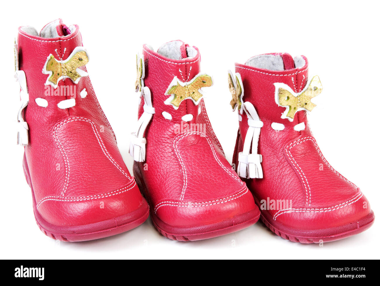 Red leather baby boots Stock Photo - Alamy