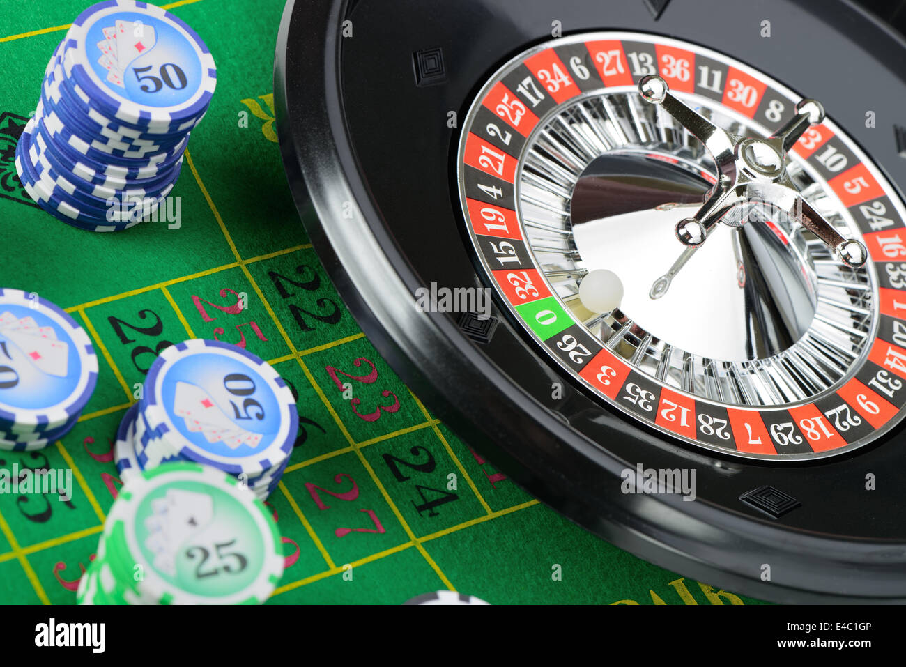 Roulette wheel in casino closeup Stock Photo - Alamy
