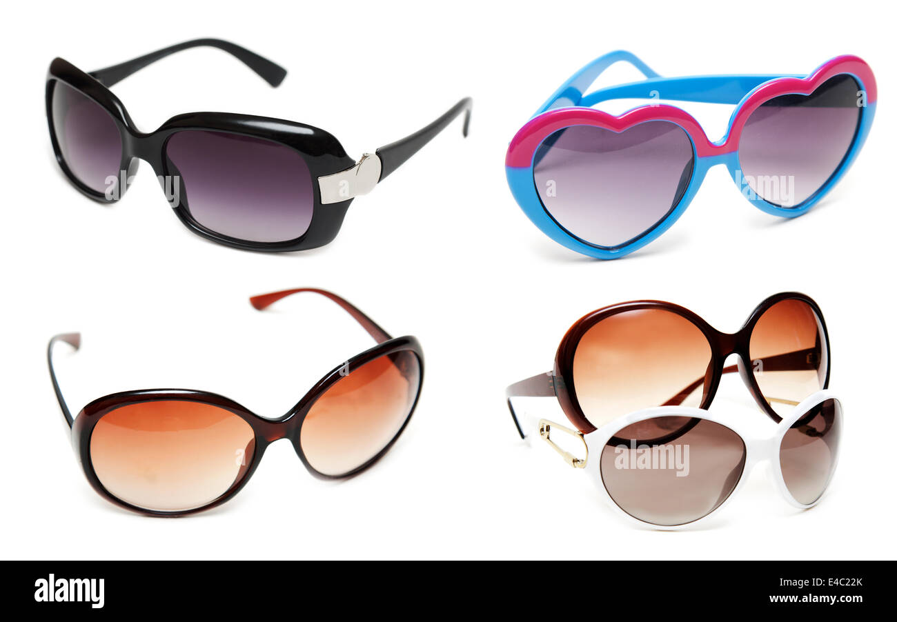 Collage sunglasses on white background Stock Photo - Alamy