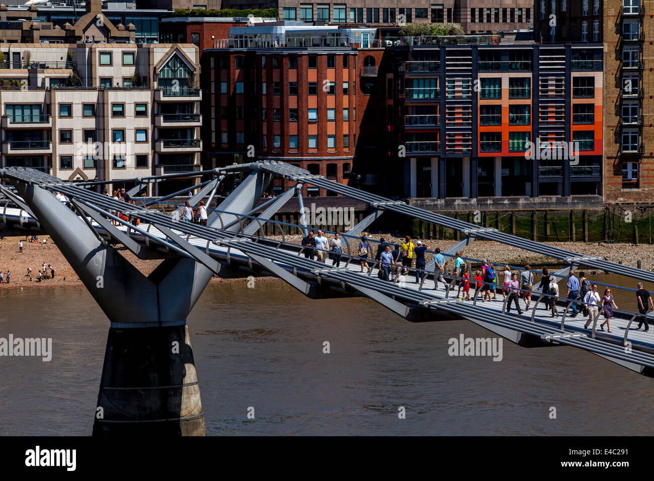 People Crossing The Millennium Bridge, London, England Stock Photo - Alamy