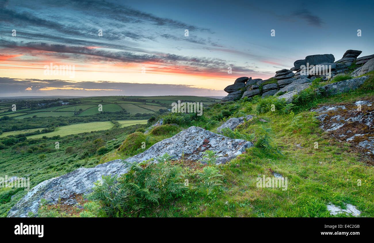 Sunset over the hills in cornwall hi-res stock photography and images ...