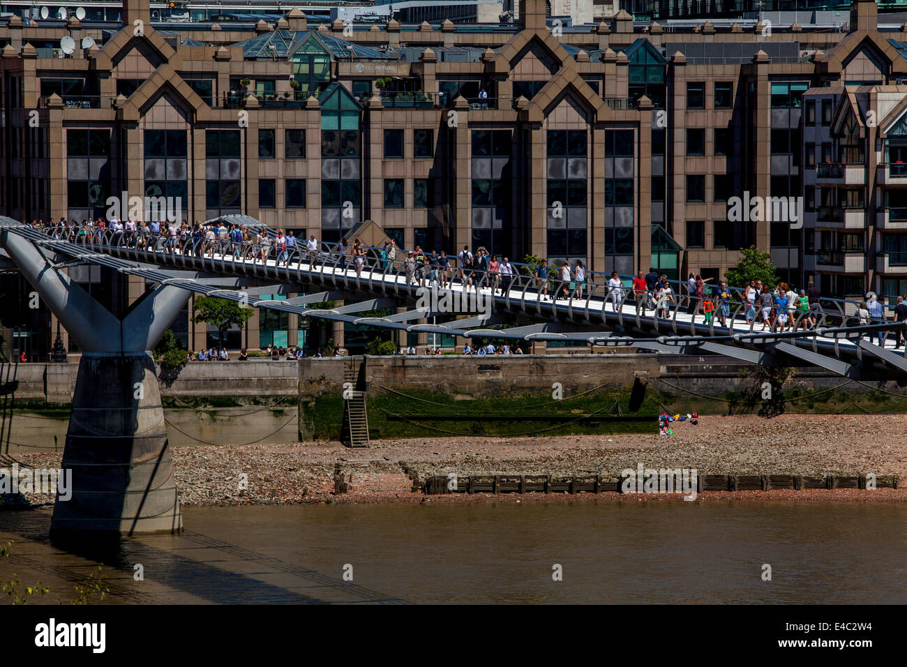 People Crossing The Millennium Bridge, London, England Stock Photo - Alamy