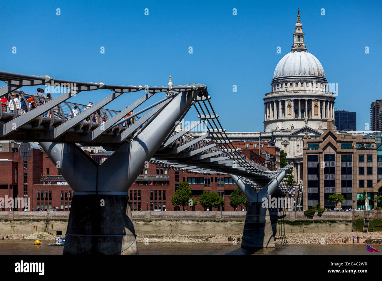 People Crossing The Millennium Bridge, London, England Stock Photo - Alamy