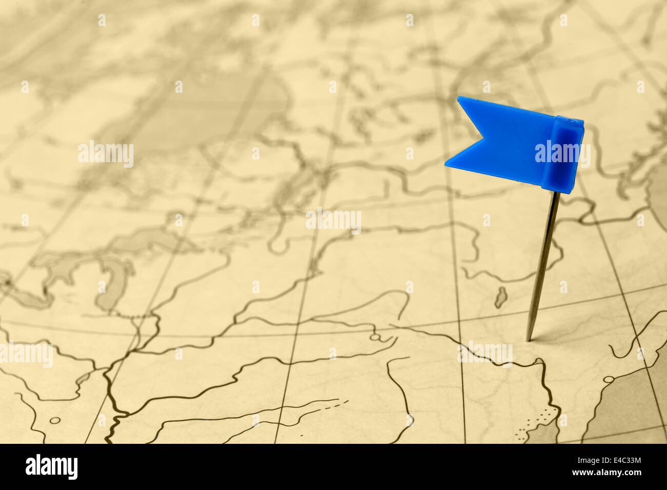 Flag blue a pin on blue map Stock Photo - Alamy