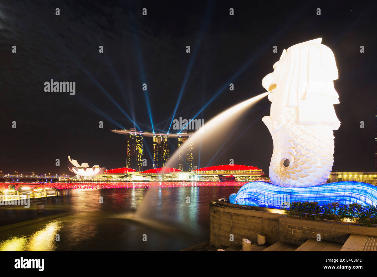 South East Asia, Singapore, Marina Bay Sands and Merlion Stock Photo ...