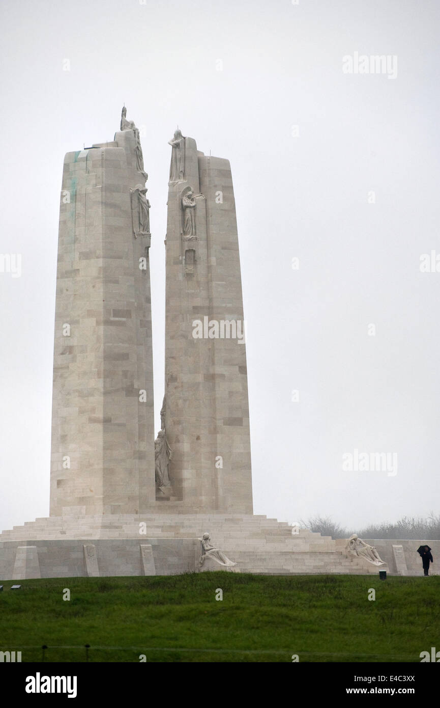 The twin white pylons of the Canadian National Vimy Memorial dedicated ...