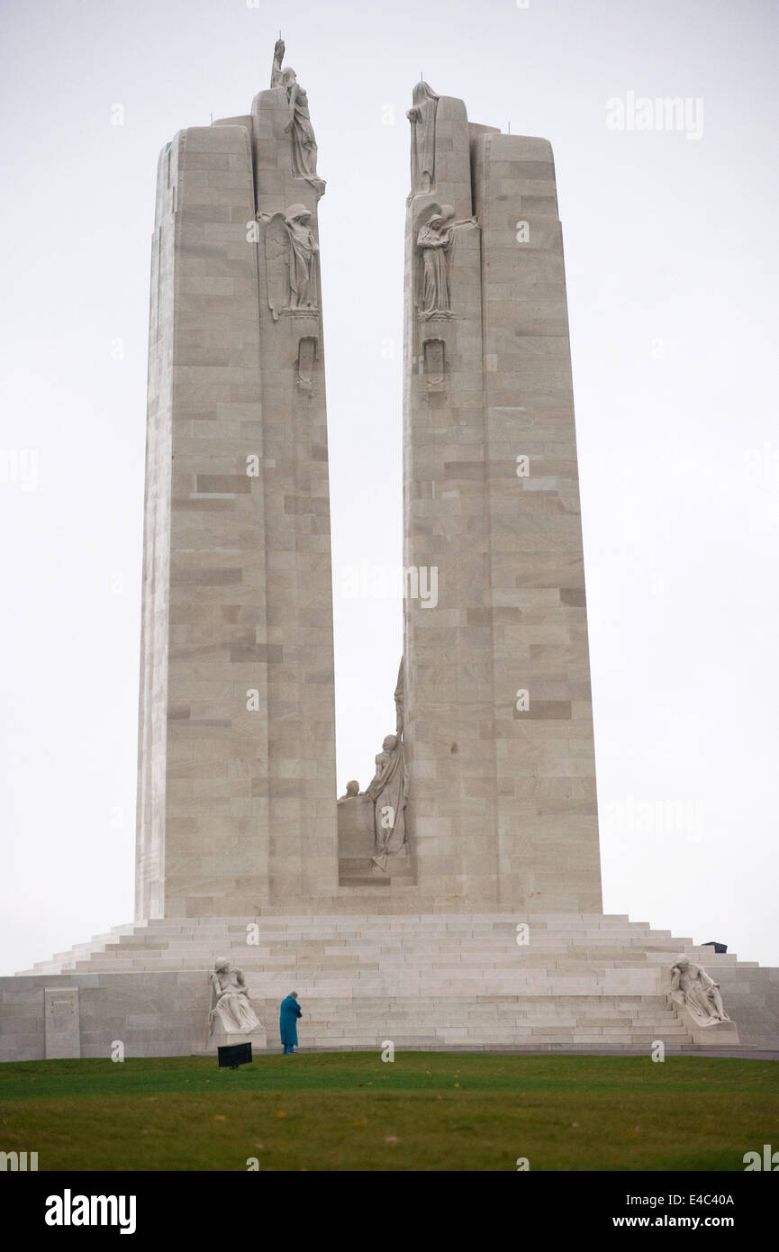 The twin white pylons of the Canadian National Vimy Memorial dedicated ...