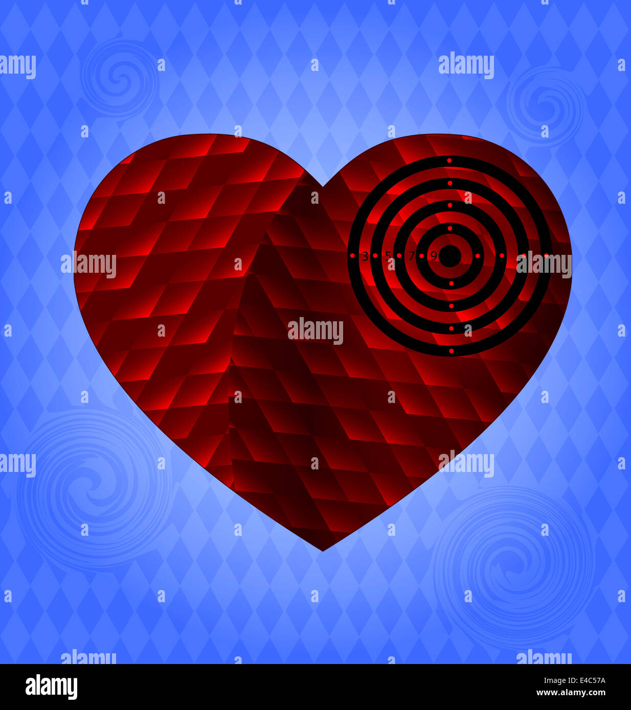 blue background and abstract target in the heart Stock Photo - Alamy