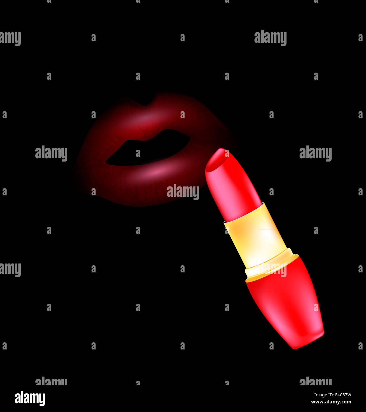 dark background and red lipstick with abstract lips Stock Photo - Alamy
