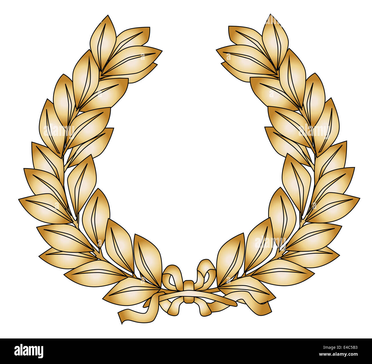 A wreath with ribbon in gold celebrating a 1st prize event such as a ...