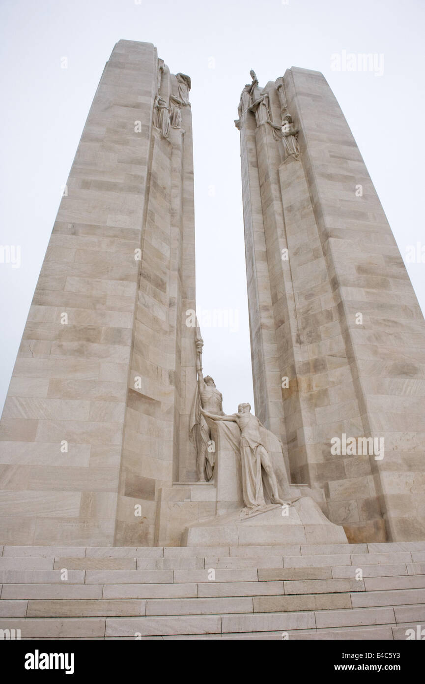 The twin white pylons of the Canadian National Vimy Memorial dedicated ...