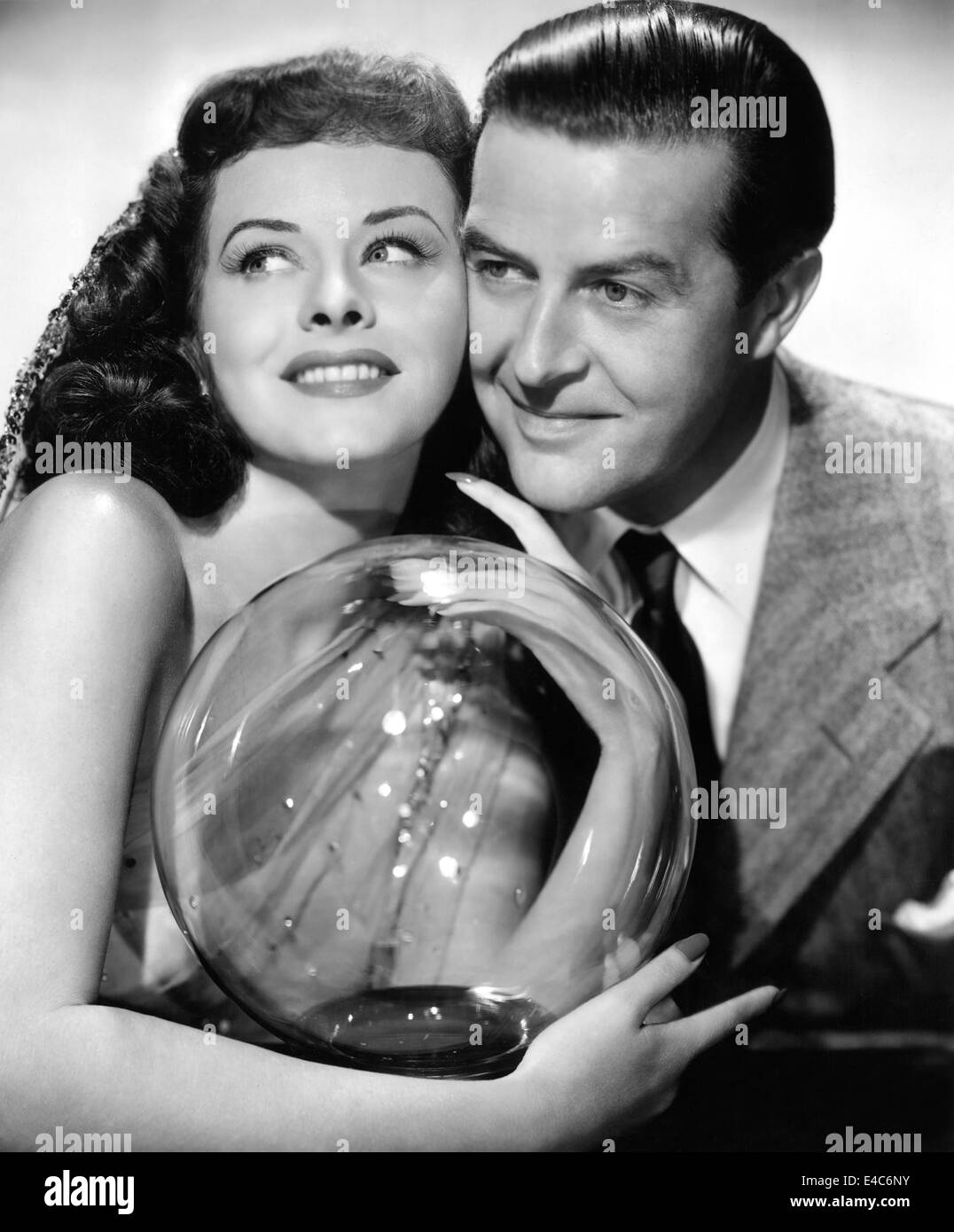 Paulette Goddard, Ray Milland, on-set of the Film, "The Crystal Ball ...