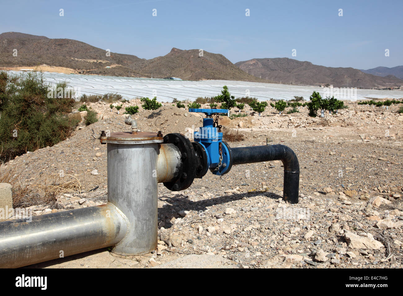 Irrigation system. Pipes and faucets for watering Stock Photo - Alamy