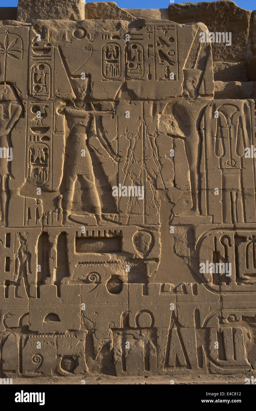 Egypt. The Karnak Temple Complex.. Ramesses II, wearing the red crown ...