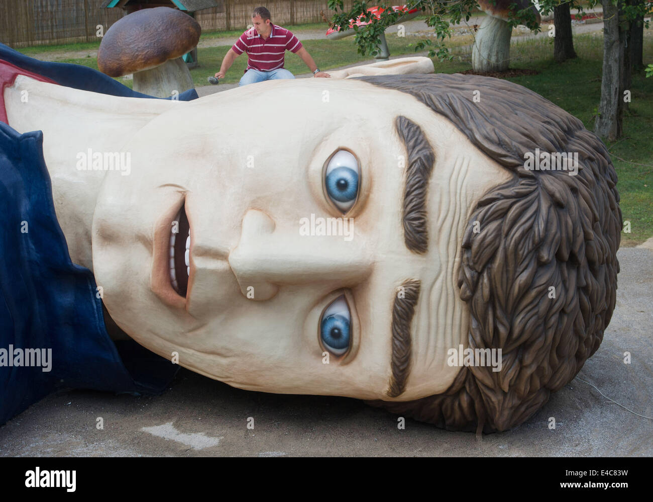 Usedom, Germany. 08th July, 2014. People work on the bust of the ...